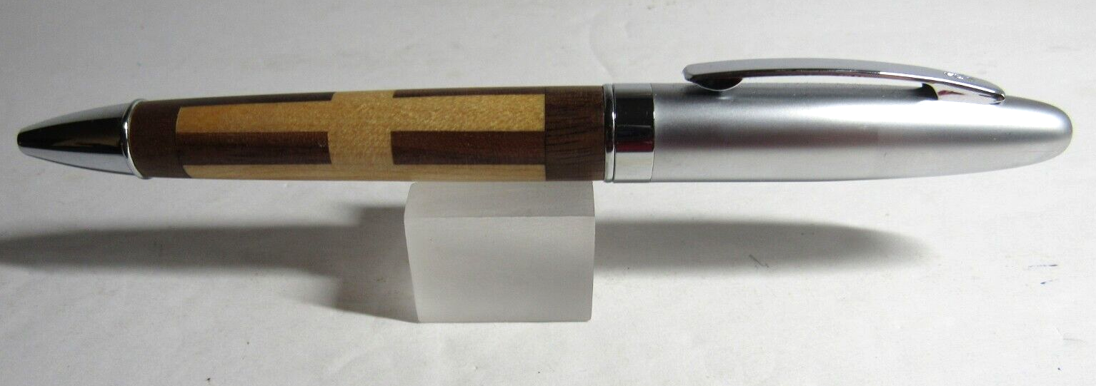 TERZETTI MAPLE HALF CHECKER/CHROME TRIM BALLPOINT PEN+GIFT BOX+POUCH | eBay