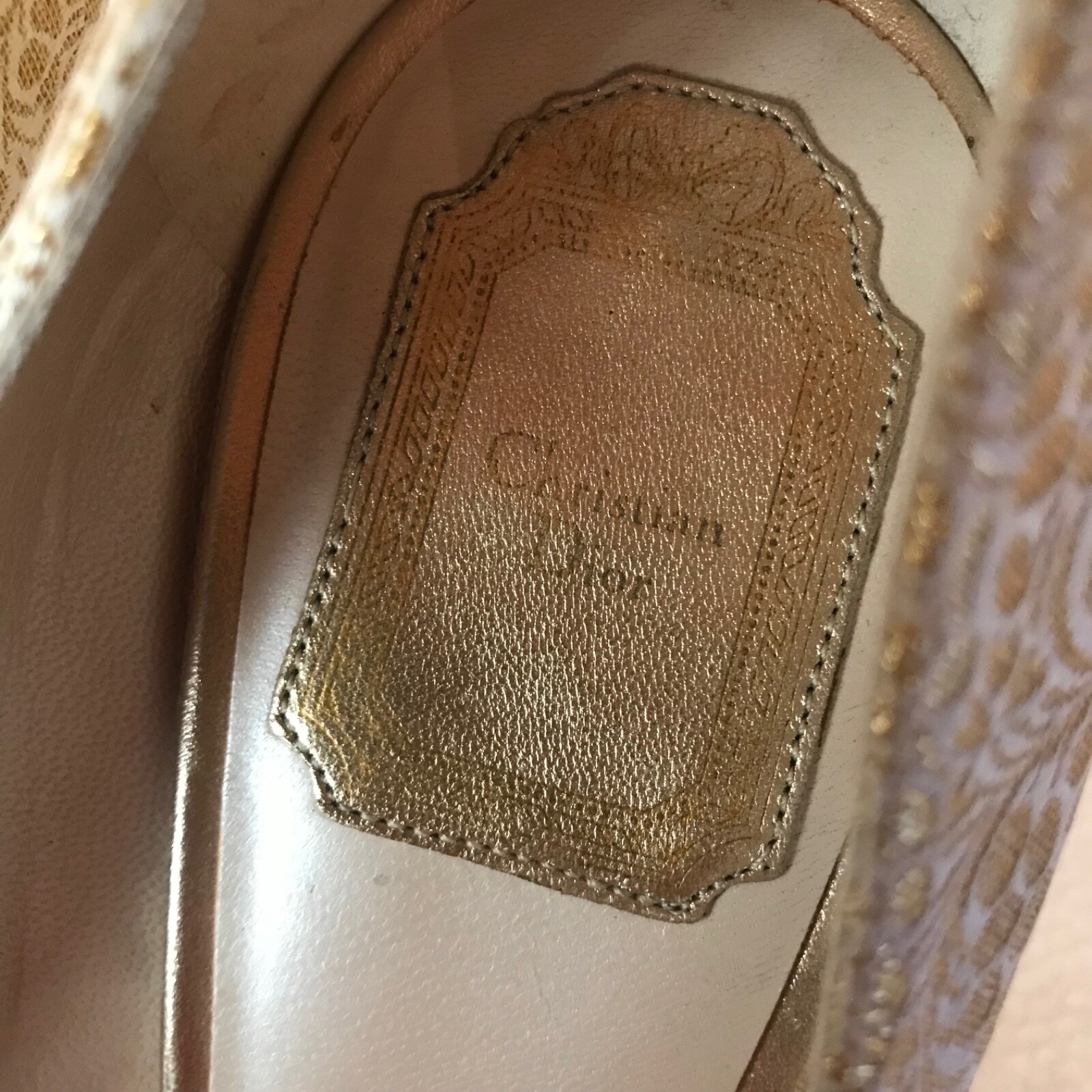 Christian Dior Platform High Heels Peep Toe Golden Sz… - Gem