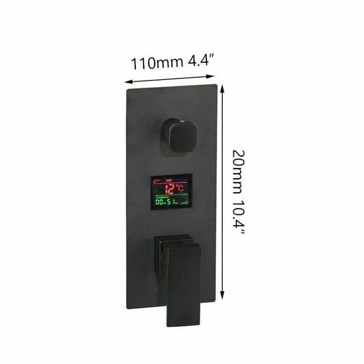 Wall Mounted 3-Way Black Rectangle Bathroom Digital Display Mixing ...