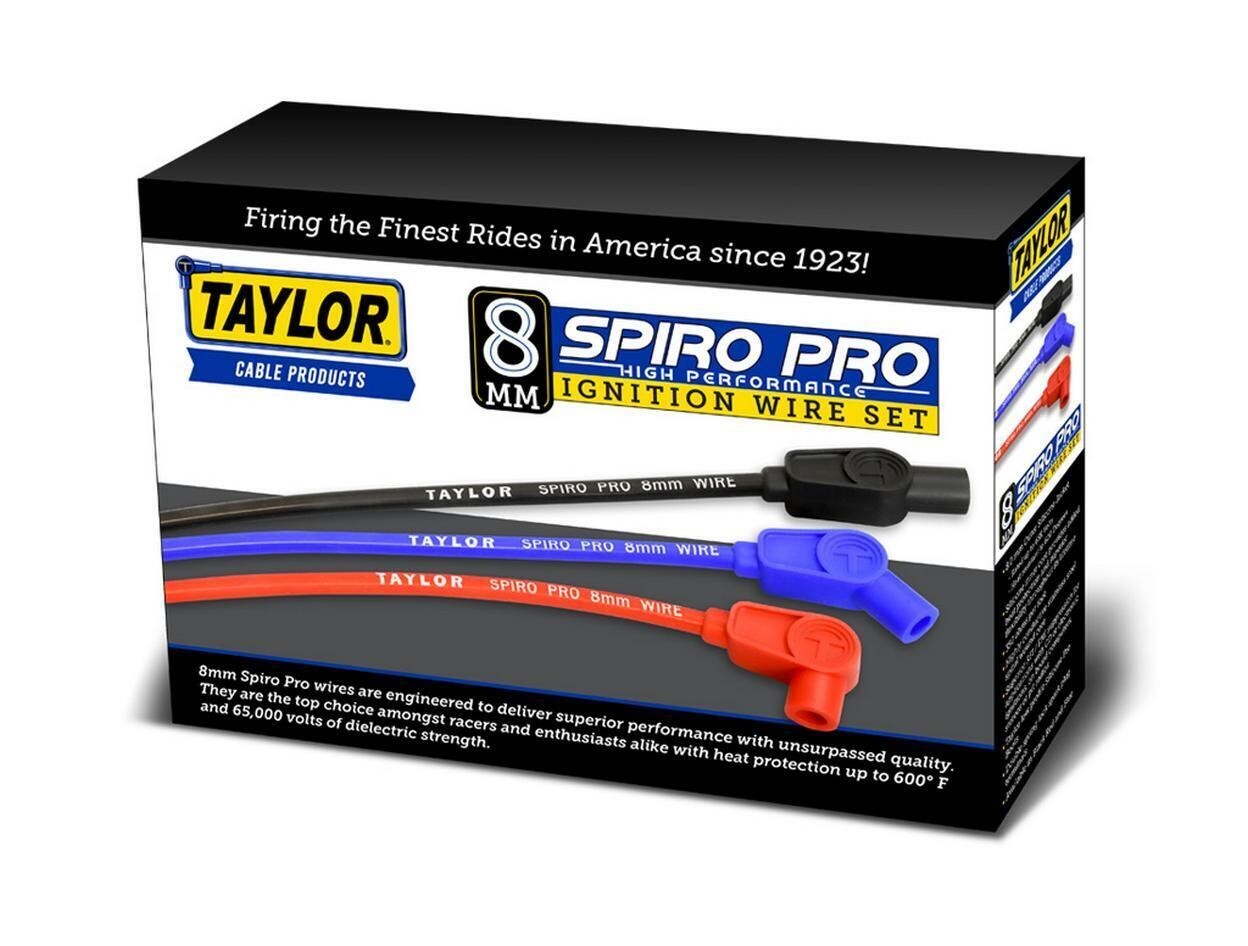 Taylor Spark Plug Wire Set 73235 Spiro Pro 8mm Red 180 Degree Universal ...