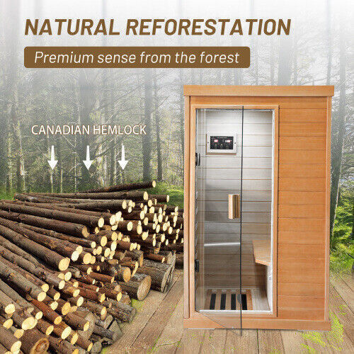 Wood Infrared Heated Sauna Room 1 Person SPA Backyard Indoor For Home ...