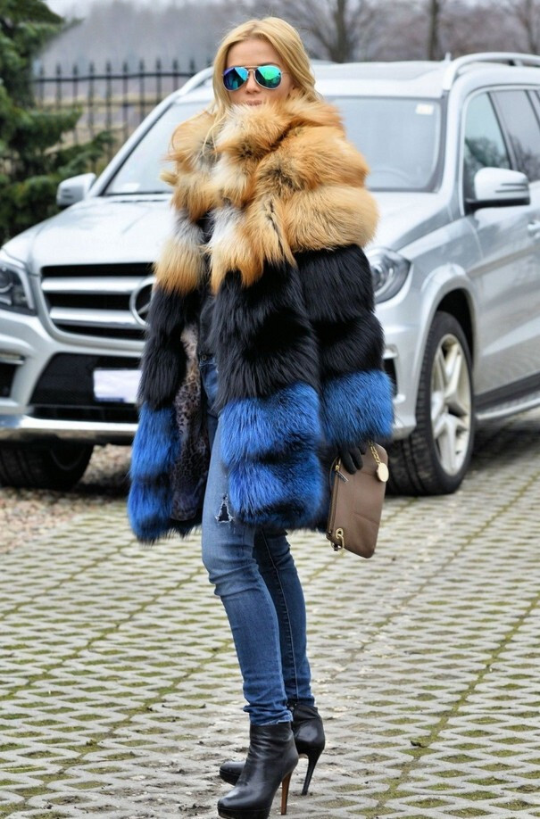 Women Natural Fur Jacket Winter Outwear Luxury Warm Real Red Fox Fur ...