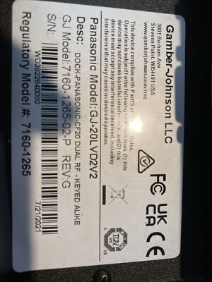 GAMBER JOHNSON Panasonic Toughbook® 20 Docking Station, Dual RF 7160 ...