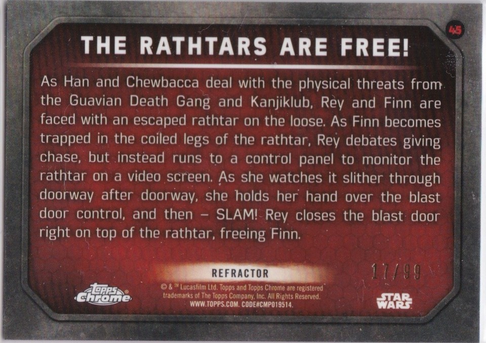 STAR WARS THE FORCE AWAKENS CHROME 45 PRISM REFRACTOR RATHTARS ARE FREE ...