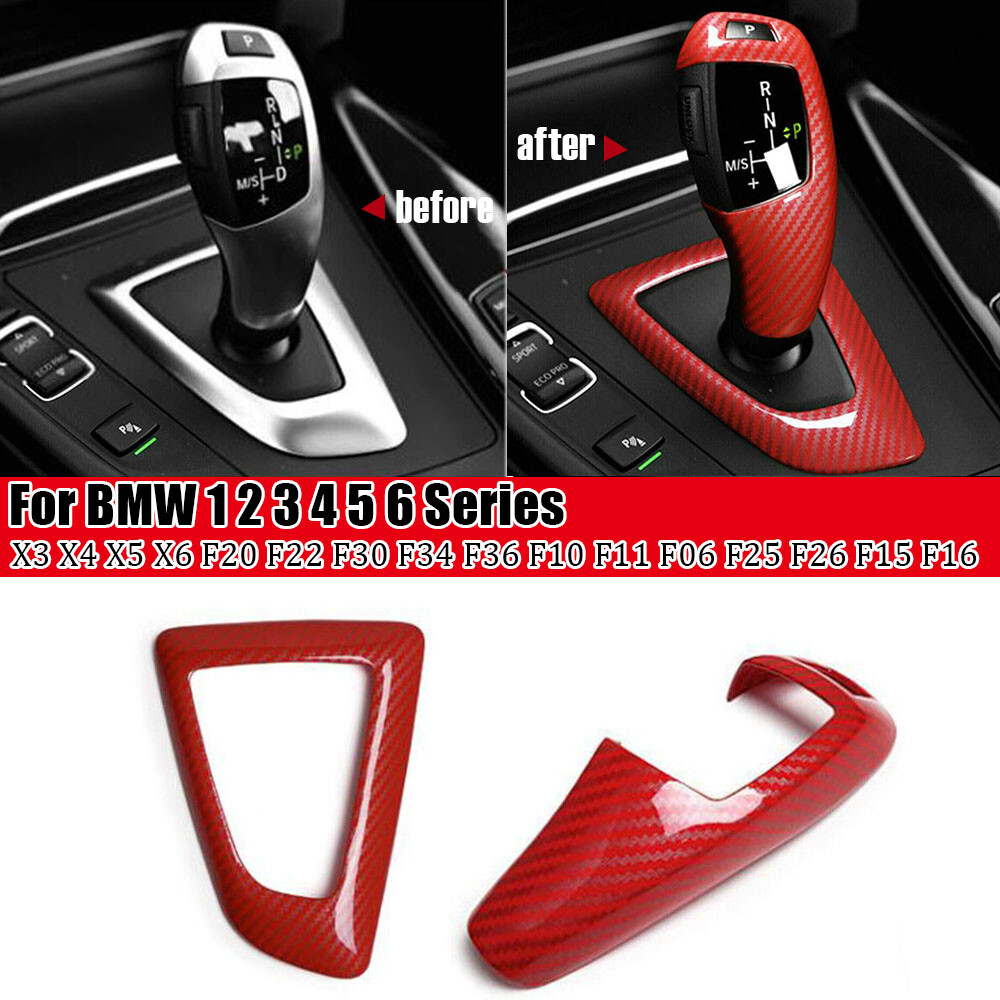 For BMW F20 F30 F22 F32 X3 Carbon Fiber Red ABS Gear Shift Knob Panel ...
