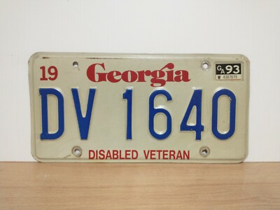 1993 Georgia DISABLED VETERAN License Plate Tag Original | eBay