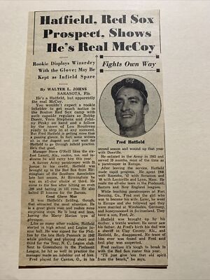 Fred Hatfield Boston Red Sox Rookie 1951 Sporting News Baseball 4X8 ...
