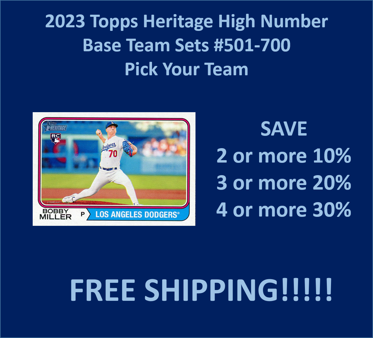 2023 Topps Heritage High Number Base Team Set #501-700 Pick Your Team ...