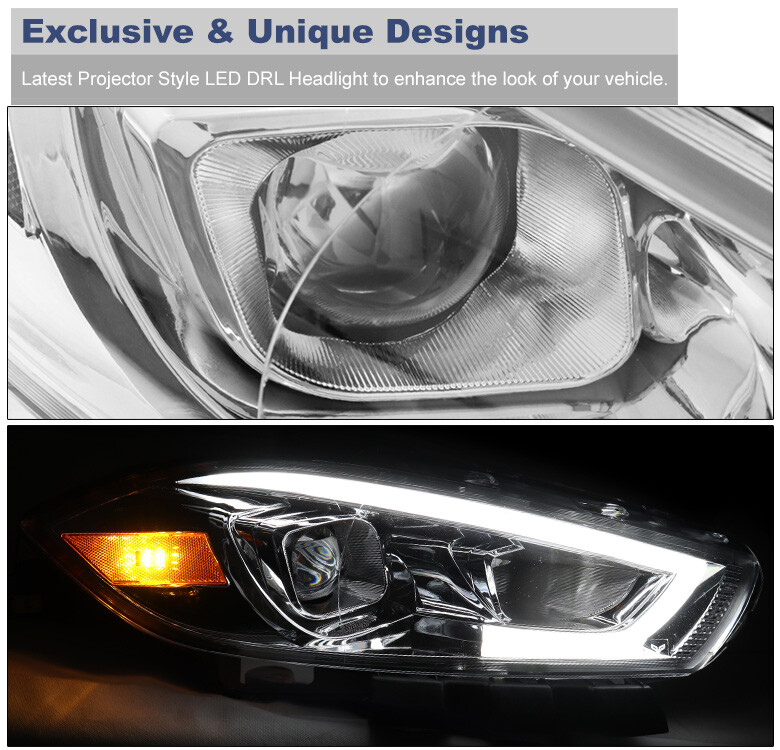 For 2013-2016 Dodge Dart LED Chrome Projector Headlights Headlamp w ...