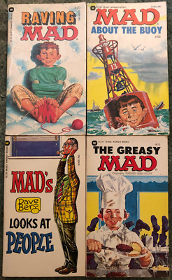 Vintage MAD books, lot of 4, Raving MAD, The Greasy MAD, MAD's Look at ...