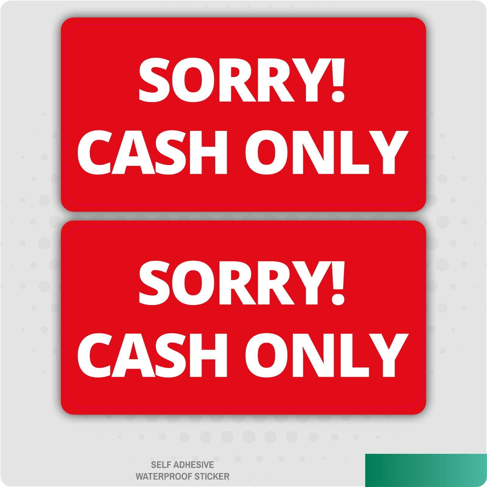 2 x Sorry Cash Only S/A Vinyl Stickers - Shop - Cafe - Taxi - Business ...