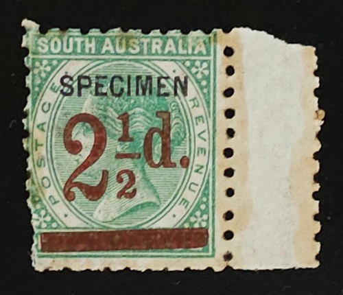AUSTRALIA SOUTH SPECIMEN STAMP TWO & HALF PENCE 2 1/2d OVERPRINT NICE ...