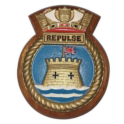 HMS Repulse Ship's Crest Badge Plaque Solid Wood Hand Painted | eBay