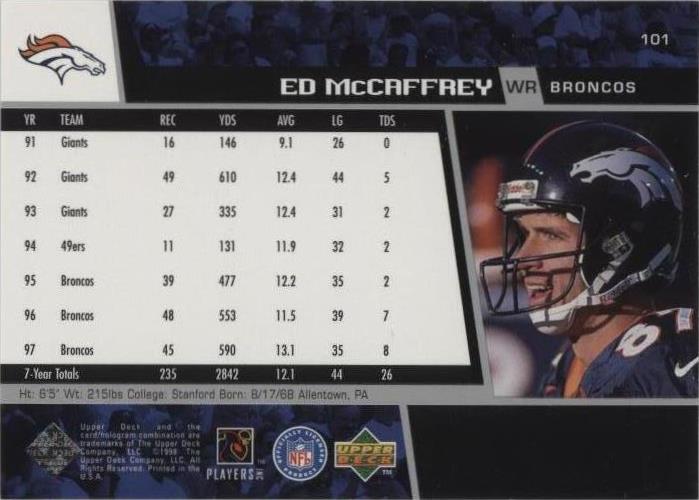 1998 Upper Deck Ed McCaffrey #101 for sale | eBay