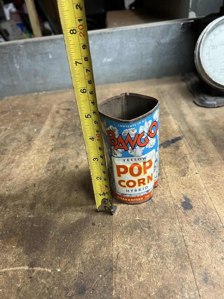 Vintage Old Rare Bango Brand Yellow Pop Corn Popcorn Hybrid Tin Metal ...