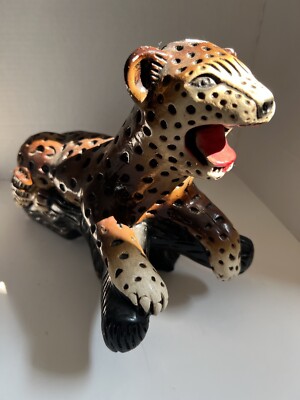 Vtg Chalkware Leopard Sculpture Derpy Mid Century MCM Tiki Kitsch ...