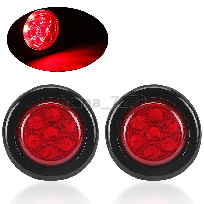 2x 2"inch Round Red Side Marker Clearance LED Trailer Truck Light ...