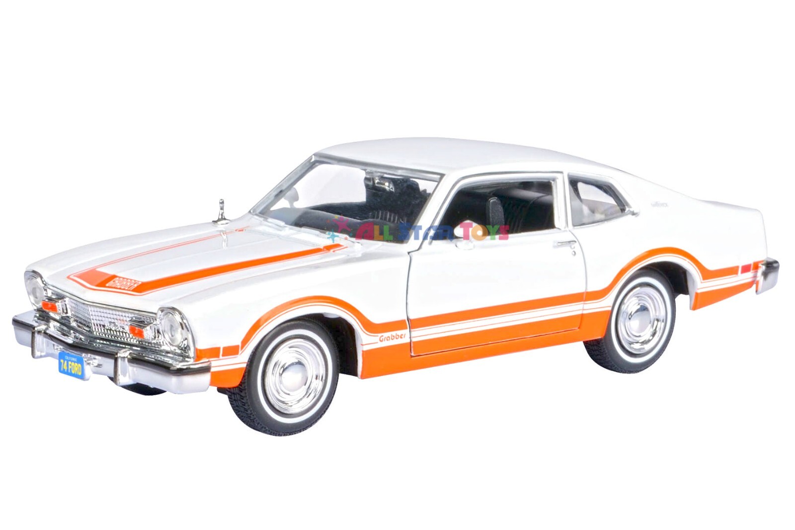 1974 FORD MAVERICK GRABBER WHITE 1/24 DIECAST MODEL CAR BY MOTORMAX ...