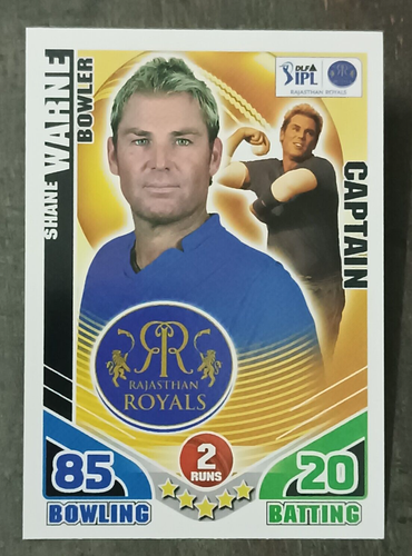 INDIA RARE DLF IPL TOPPS 2011 CRICKET ATTAX CARD SHANE WARNE 1st EDI ...