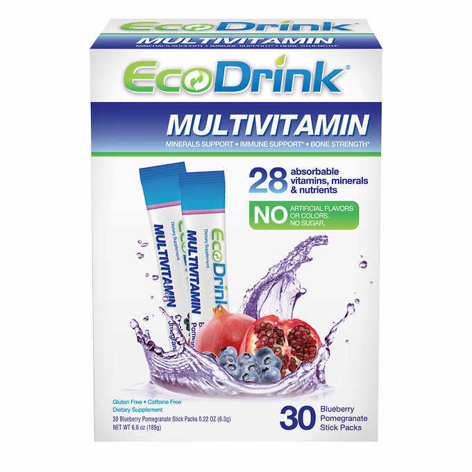 EcoDrink Complete Multivitamin Drink Mix 30 Packets 100% Natural ...
