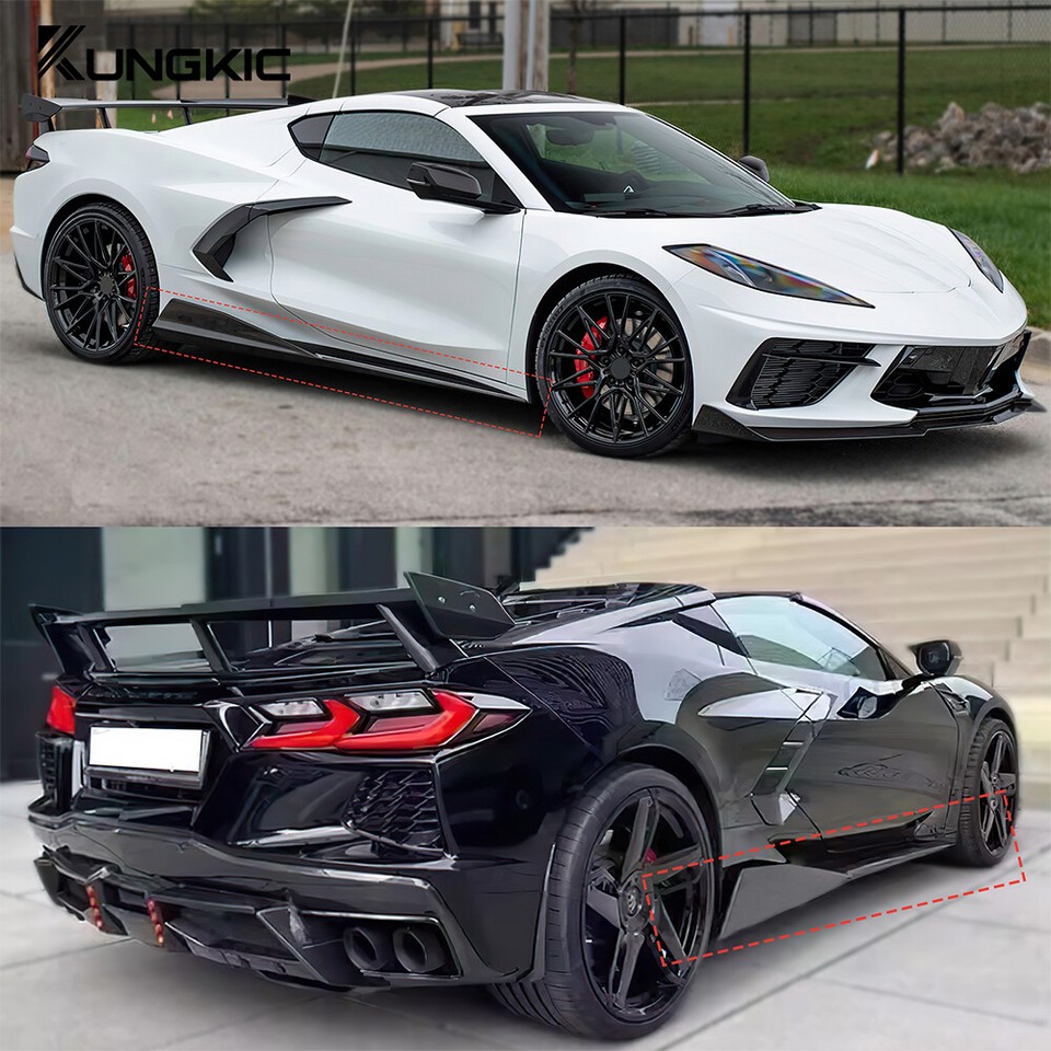 Carbon Fiber Side Skirt Rocker Panel Extension For Corvette C8 Z51 ...