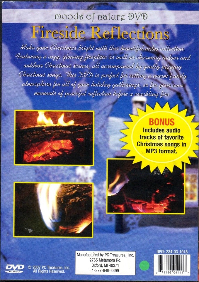 FIRESIDE REFLECTIONS: CHRISTMAS HOLIDAY FIREPLACE DVD w/BONUS FAVORITE ...