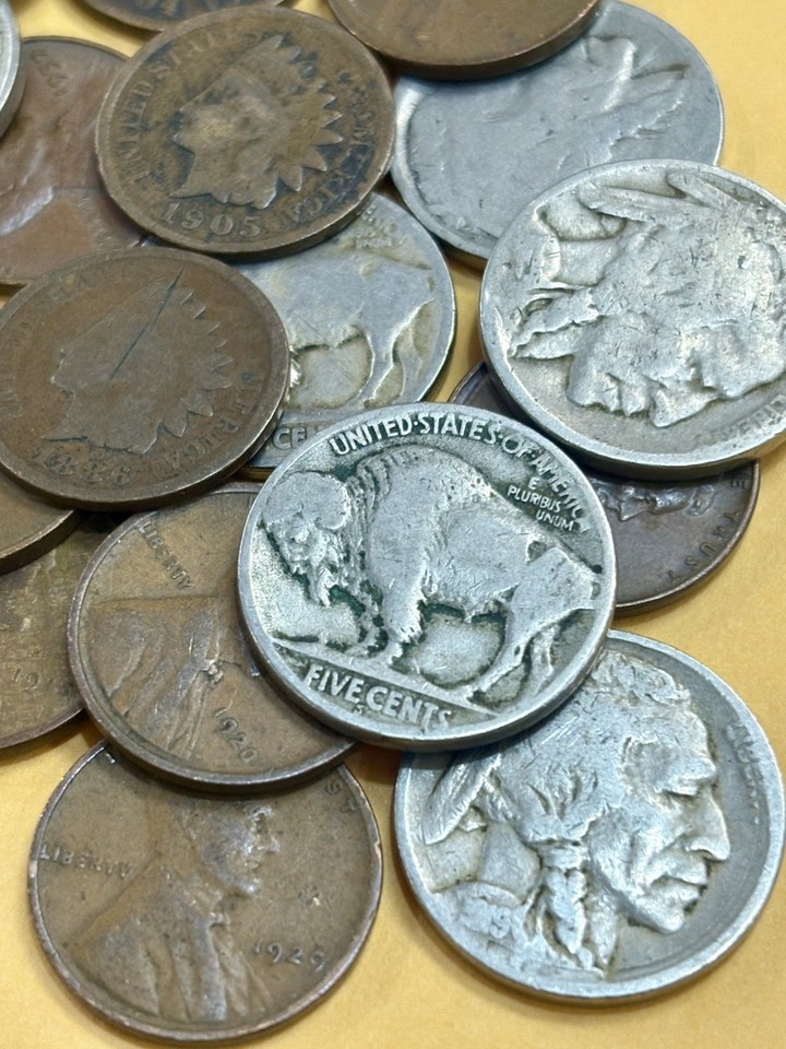 Old Mixed U.S. Coin Lot! Indian Head Penny, Wheat Cent, Buffalo Nickel ...