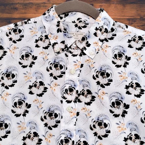 Club Monaco Mens Small Slim Fit 100% Cotton Short Sleeve Button Down ...