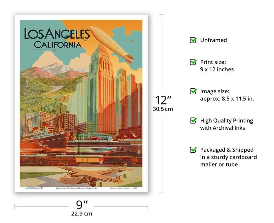 Los Angeles, California - Vintage Travel Poster by Edward Withers c ...