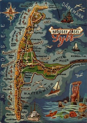 Sylt Nordsee Insel Map vintage postcard y678 | eBay
