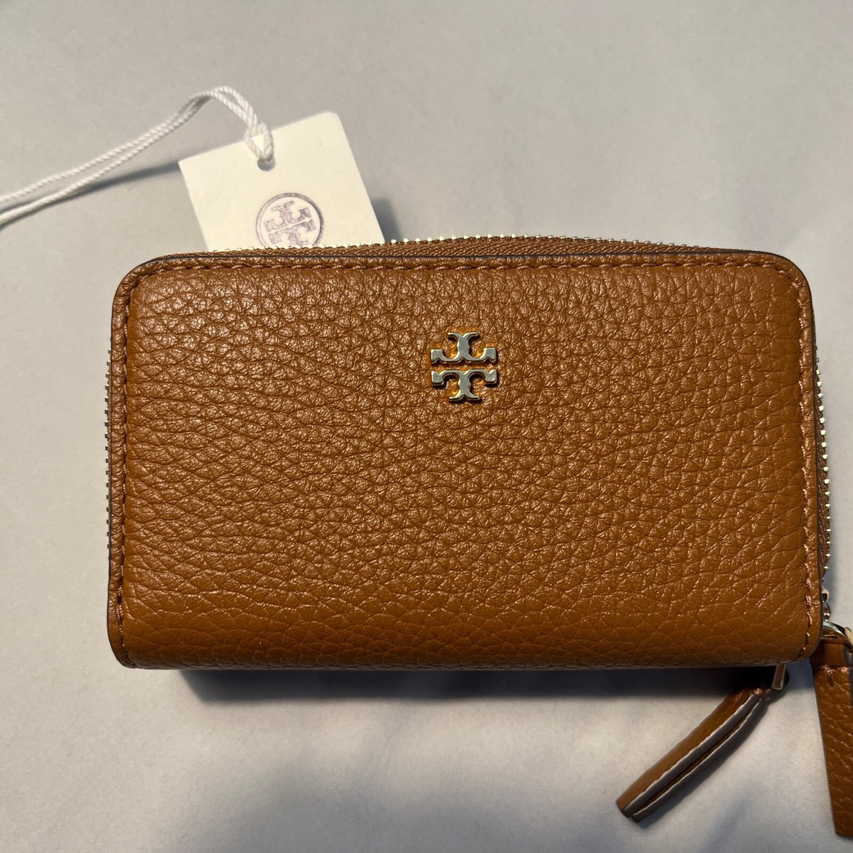 Tory Burch Wallet Brown Tory Burch Brown Leather Miller Top Zip Card