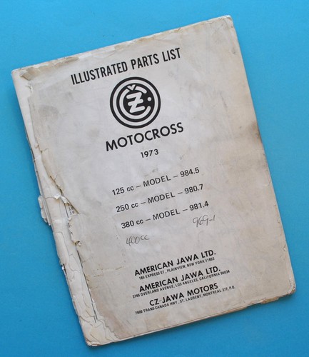 Original Vintage 1973 CZ Motorcycle Parts Catalog 125cc 250cc 380cc ...