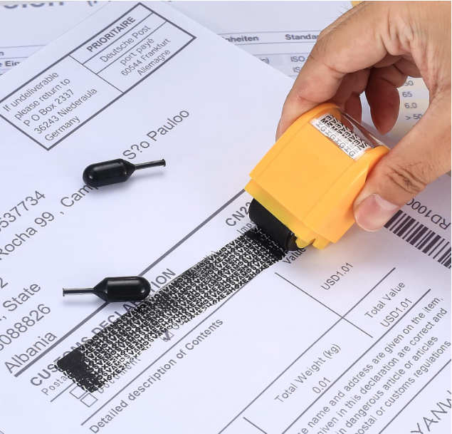 12 Pcs Identity Theft Protection Roller Stamp Ink Set, Data Defender ...