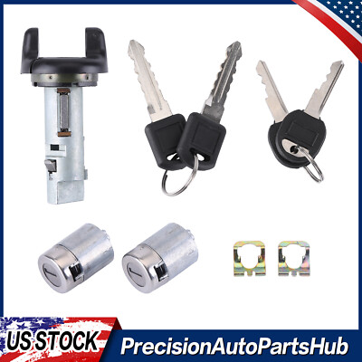 FOR CHEVY GMC IGNITION KEY SWITCH LOCK CYLINDER & DOOR LOCK TUMBLER SET ...