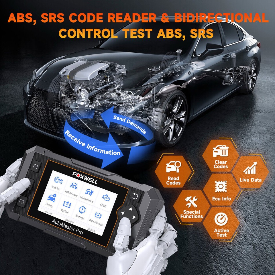 Foxwell NT650 Pro OBD2 Scanner Auto Diagnostic Tool ABS SRS TPMS TPS ...