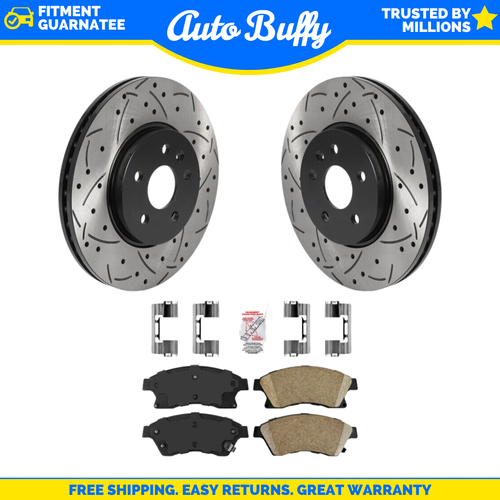 Front Drilled Slot Brake Rotors Integrally Molded Pad Kit For Chevrolet ...