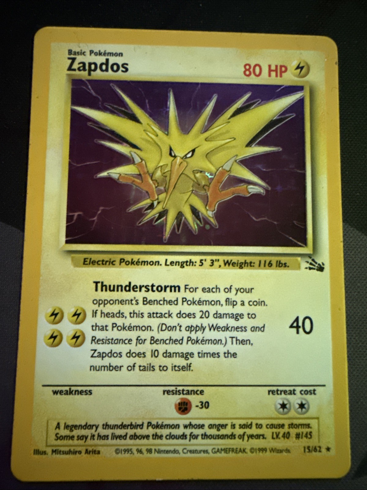 Zapdos 1999 Fossil #15/62 Unlimited Holo Price Guide - Sports Card Investor