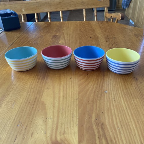 Room Essentials Striped Bowls Set of 4 Small Tidbit Bowls | eBay