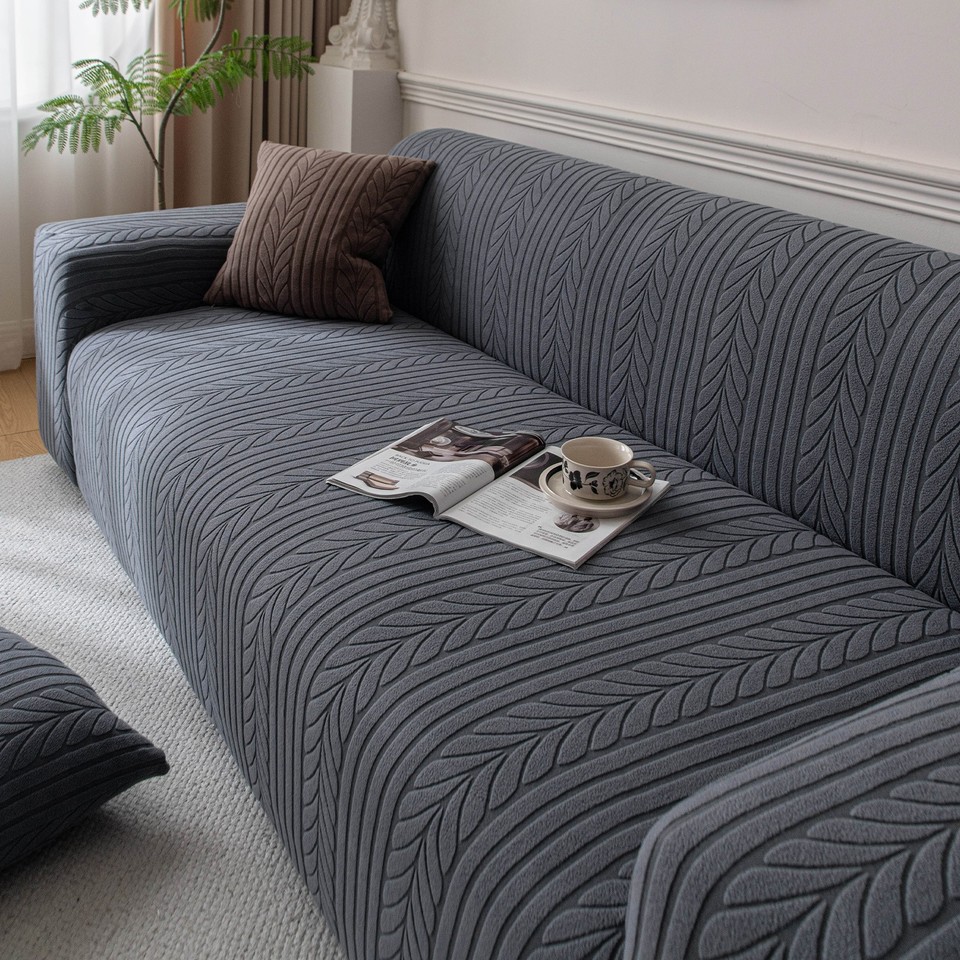 2/3/4 Seater Stretch Sofa Slipcover Full-Coverage Jacquard Couch Cover ...
