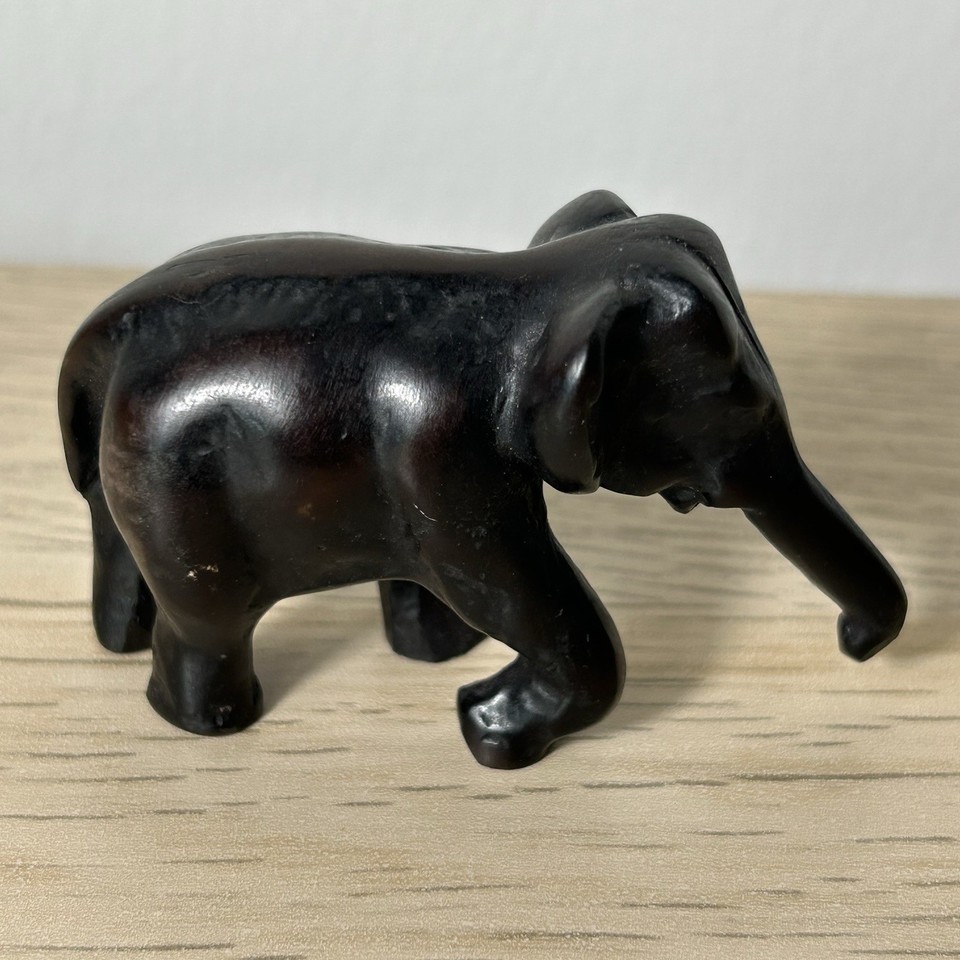 Small 3" Elephant Figurine Dark Brown Zoo Animal Boho Decor Vintage | eBay