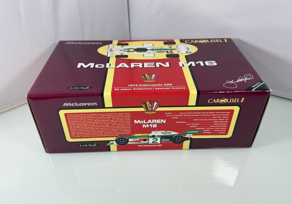 Carousel 1 McLaren M16 1975 Indy 500 #2 Rutherford #4803 Gatorade 1:18 ...