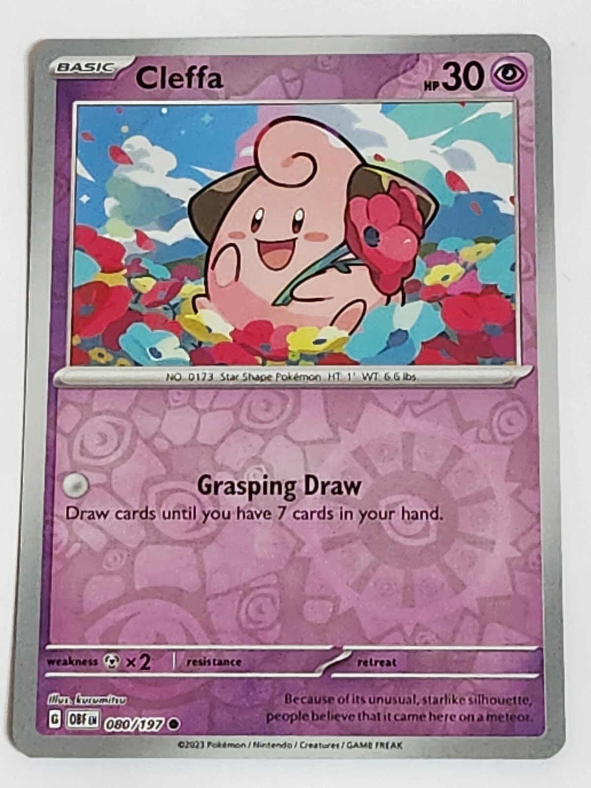 Cleffa #80/197 SV Obsidian Flames Reverse Holo Common Pokemon 2023 TCG ...