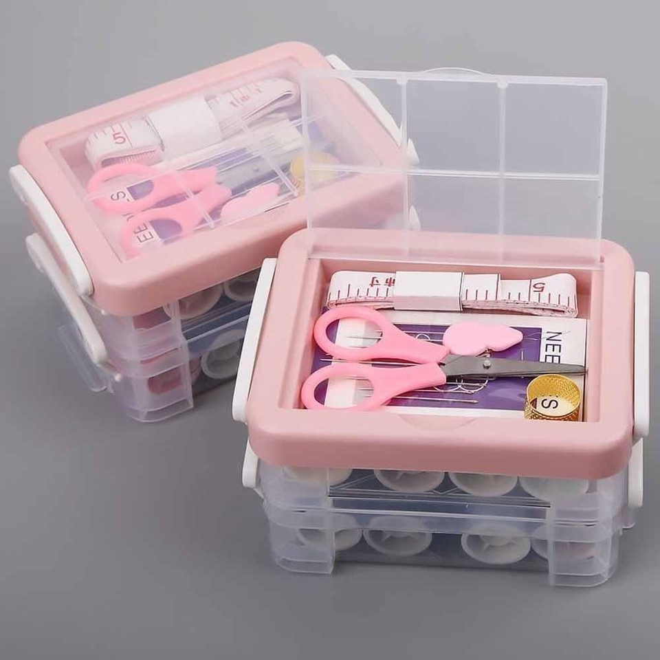 Sewing Kit Tool Storage Box Needle Thread Scissor Organizer Medicine ...