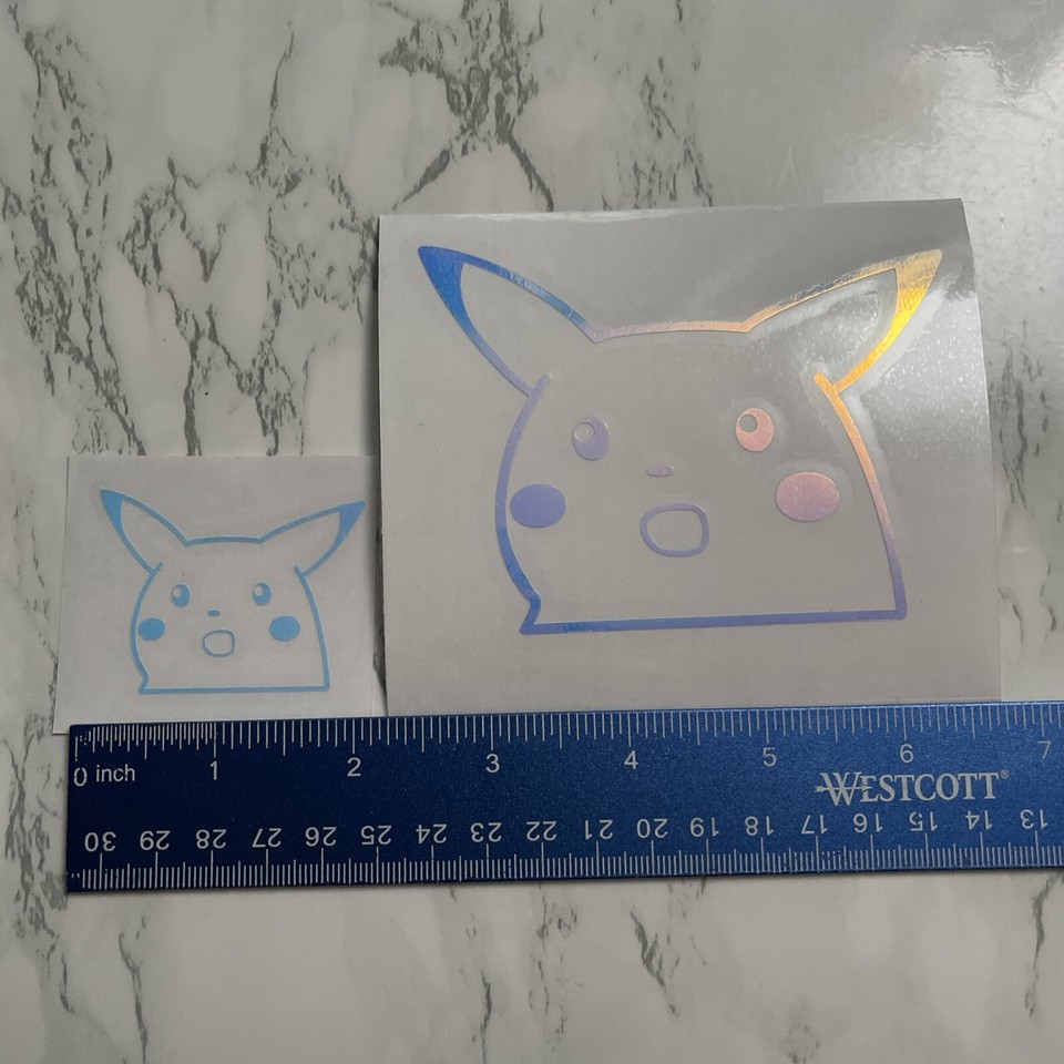 Surprised Pikachu Car Window Vinyl Decal Sticker, Pink Opal Iridescent ...