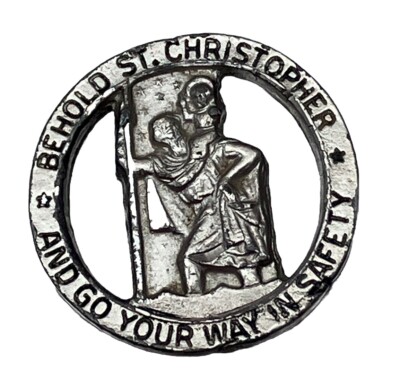 Vintage Catholic Saint Christopher Silver Tone Religious Medal Pocket ...