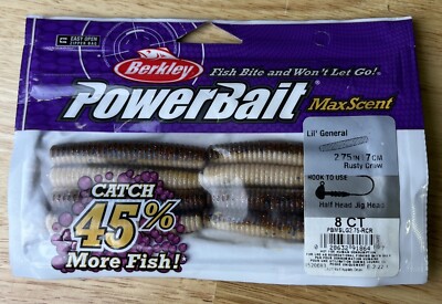 Berkley PowerBait MaxScent Lil' General 2.75” Rusty Craw Worm Bait | eBay