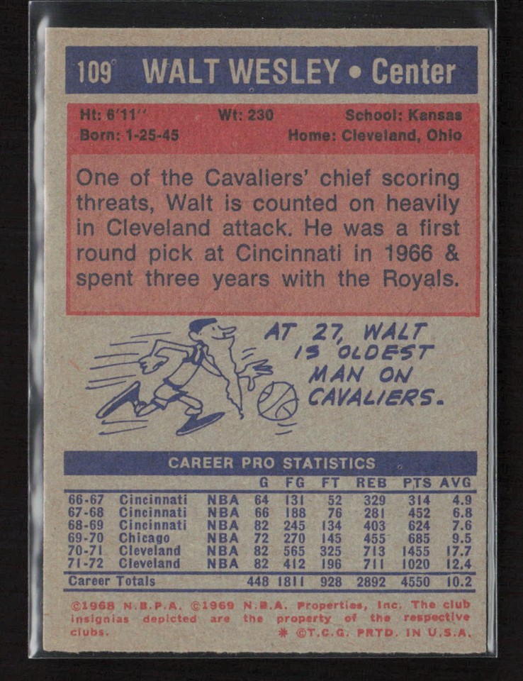 1972-73 Topps #109 Walt Wesley VG/EX | eBay