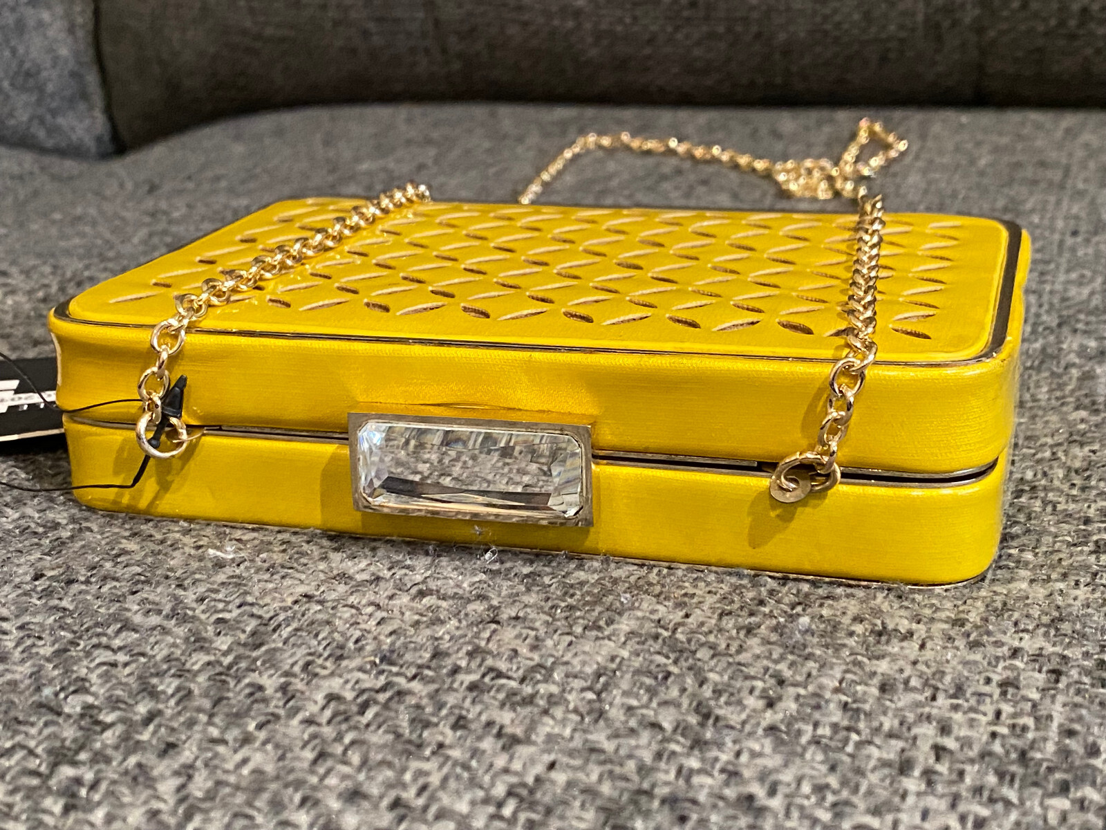 SR2 Sondra Roberts Squared YELLOW w/ Gold Inlay Mini Clutch Purse w ...