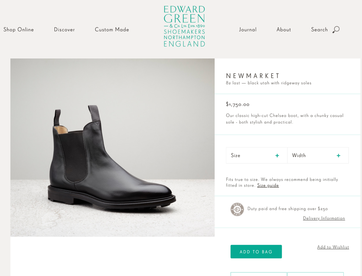 WORN 10x | $1750 EDWARD GREEN NEWMARKET CHELSEA BOOT UK 6.5 WORN 10x | $1750 EDWARD GREEN NEWMARKET CHELSEA BOOT UK 6.5