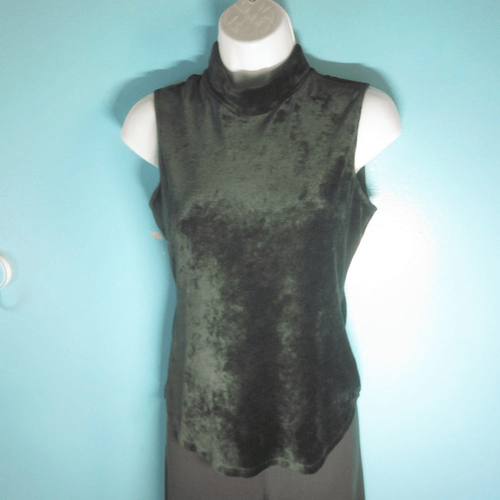 Theory Dark Green Womens Size S Slim TN Tank Velour Knit Pullover ...